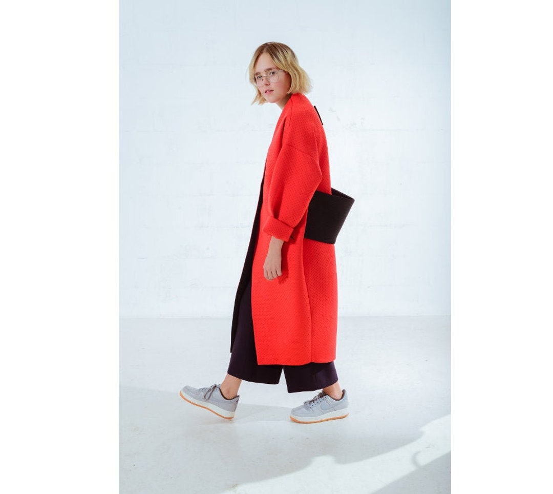 Womens Red Cocoon Coat/ Red Autumn Coat - Etsy