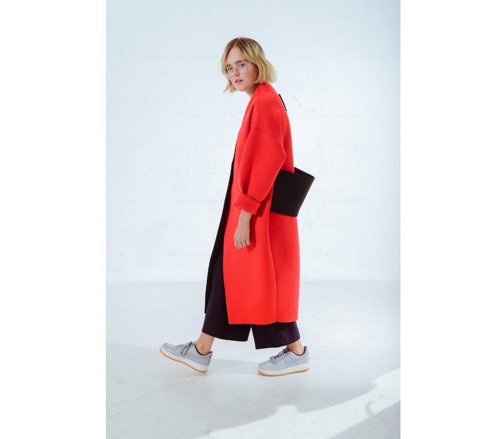 Womens Red Cocoon Coat/ Red Autumn Coat - Etsy