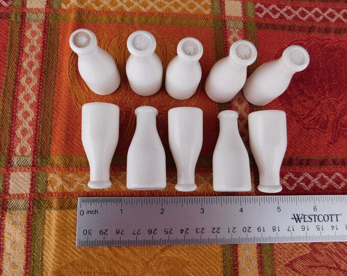 Miniature White Wood Milk Bottles: Dollhouse Craft Supply, 2" (10 Pc ...