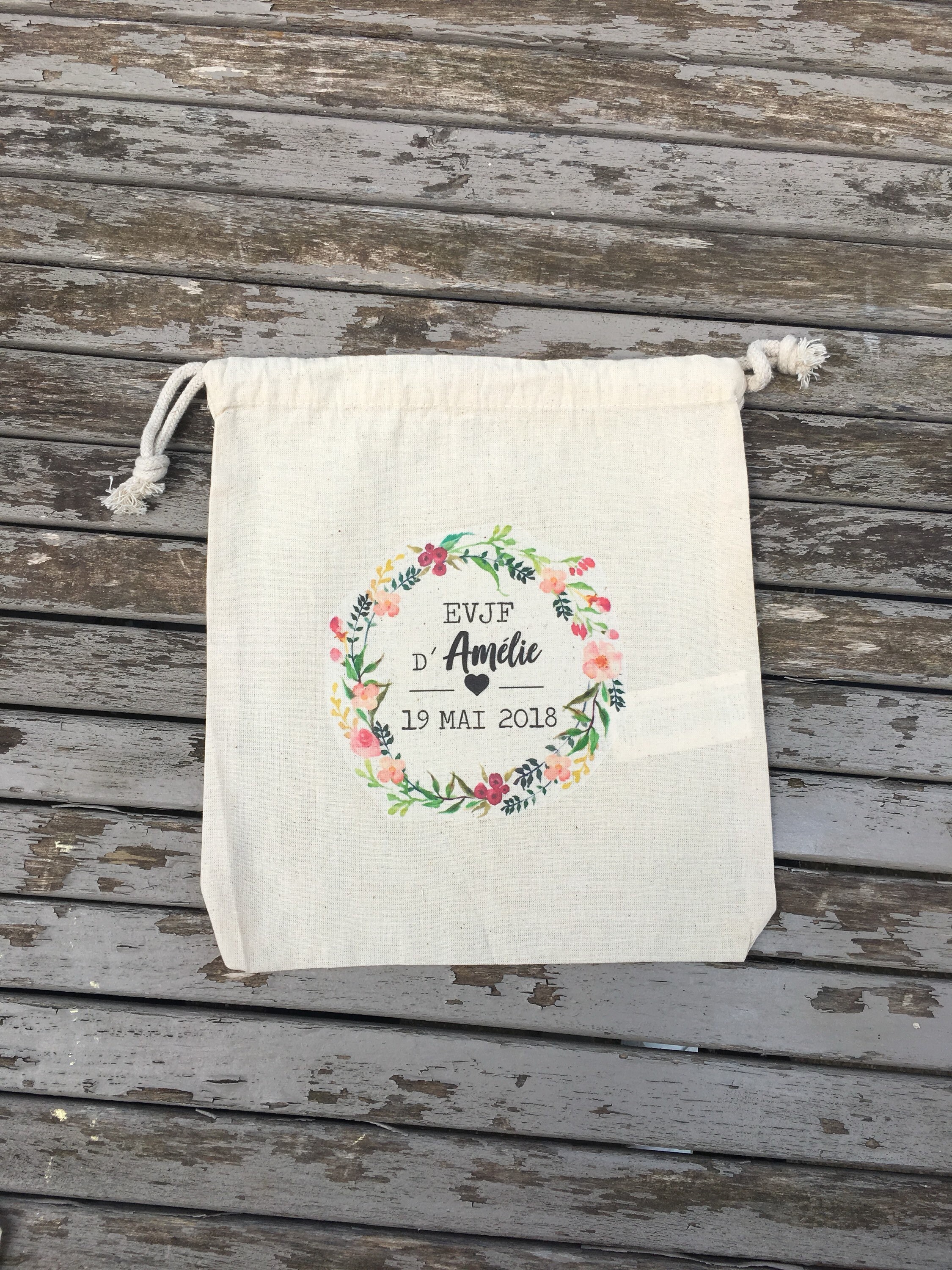 Large pouch with DrawString cotton custom bachelorette party name, date ...