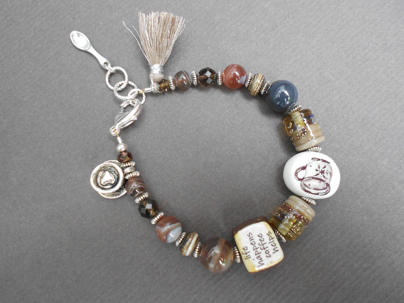 Coffee Lover Braceletbarista Braceletagate Braceletcharm - Etsy UK