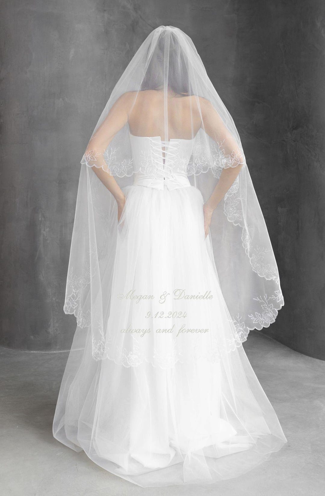 Personalized Veil With Names and Wedding Date, Veil With Blusher ...