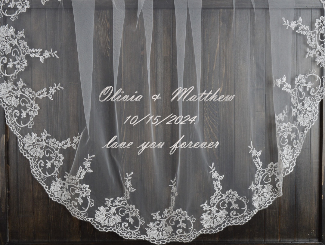 Personalized Veil With Embroidery, Personalised Hen Party Veil, Bridal ...