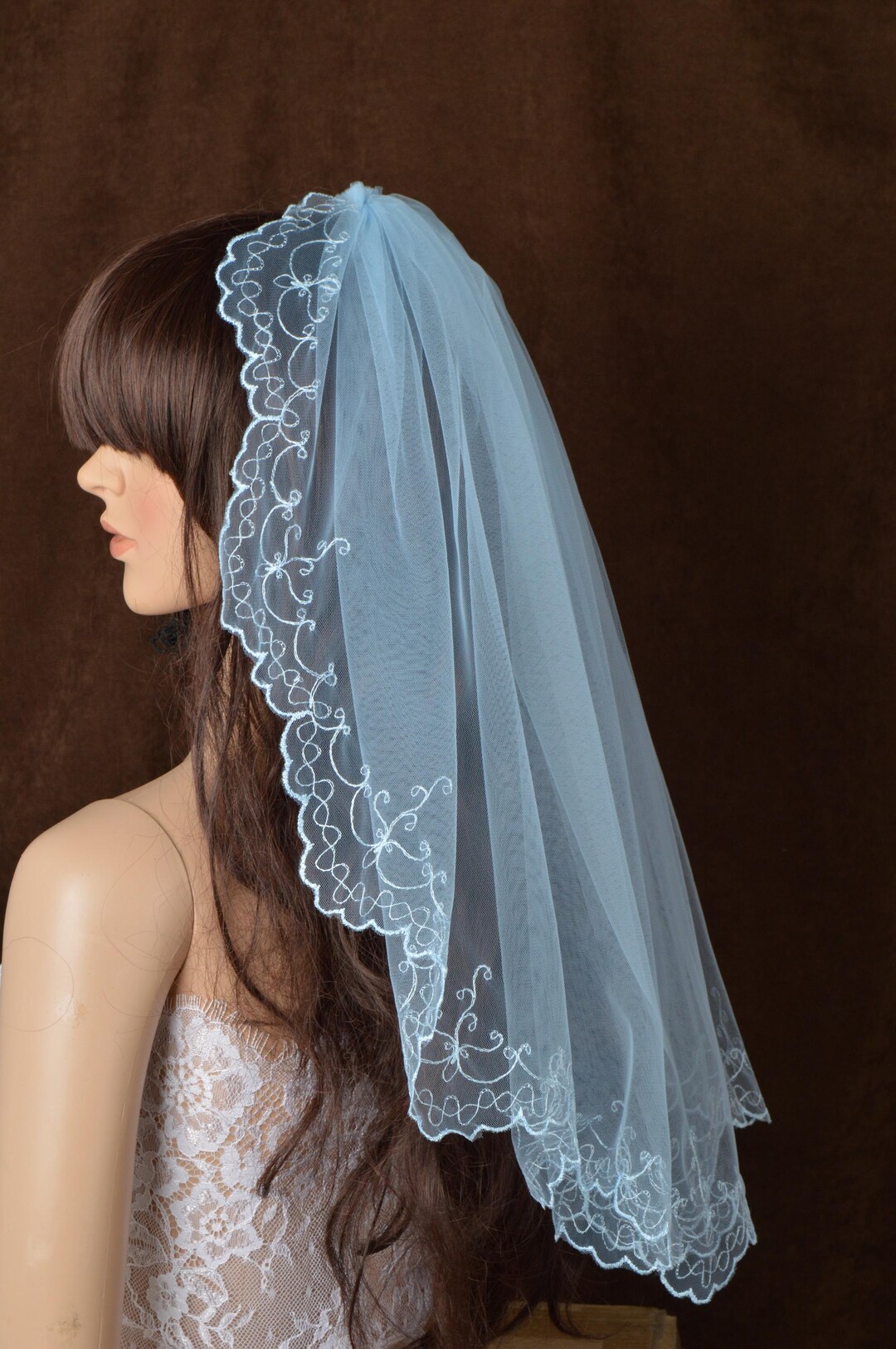 Sky Blue Veil for First Communion, Children Girl's First Communion Veil ...