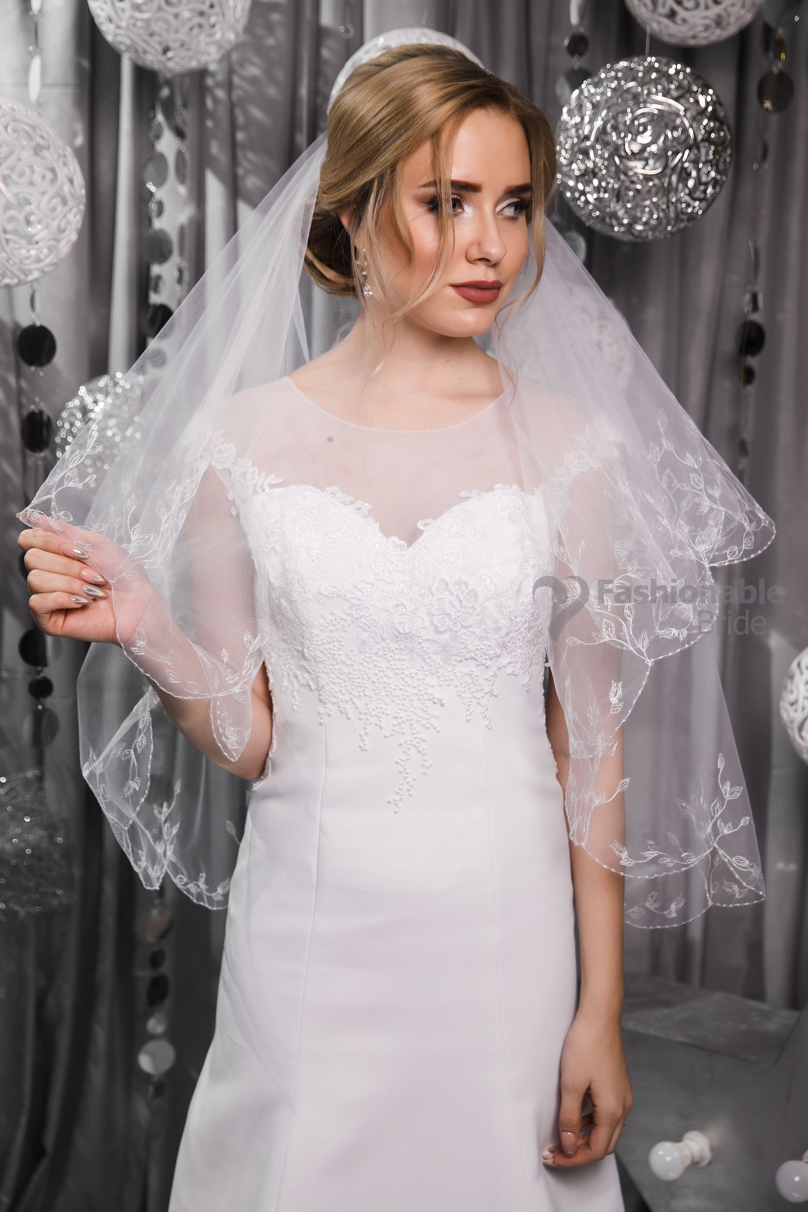 Veil in 2 layerWedding Veil Embroidered VeilBridal | Etsy