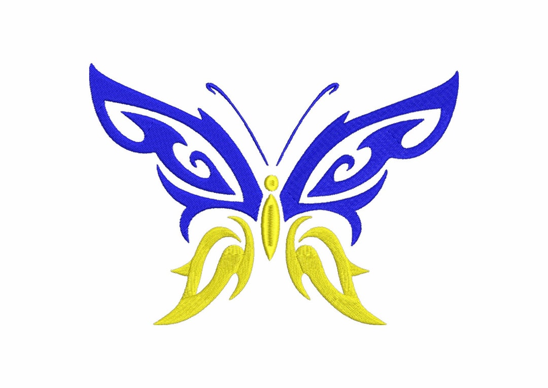 Yellow Blue Butterfly Embroidery Design 4 Sizes. Cute - Etsy