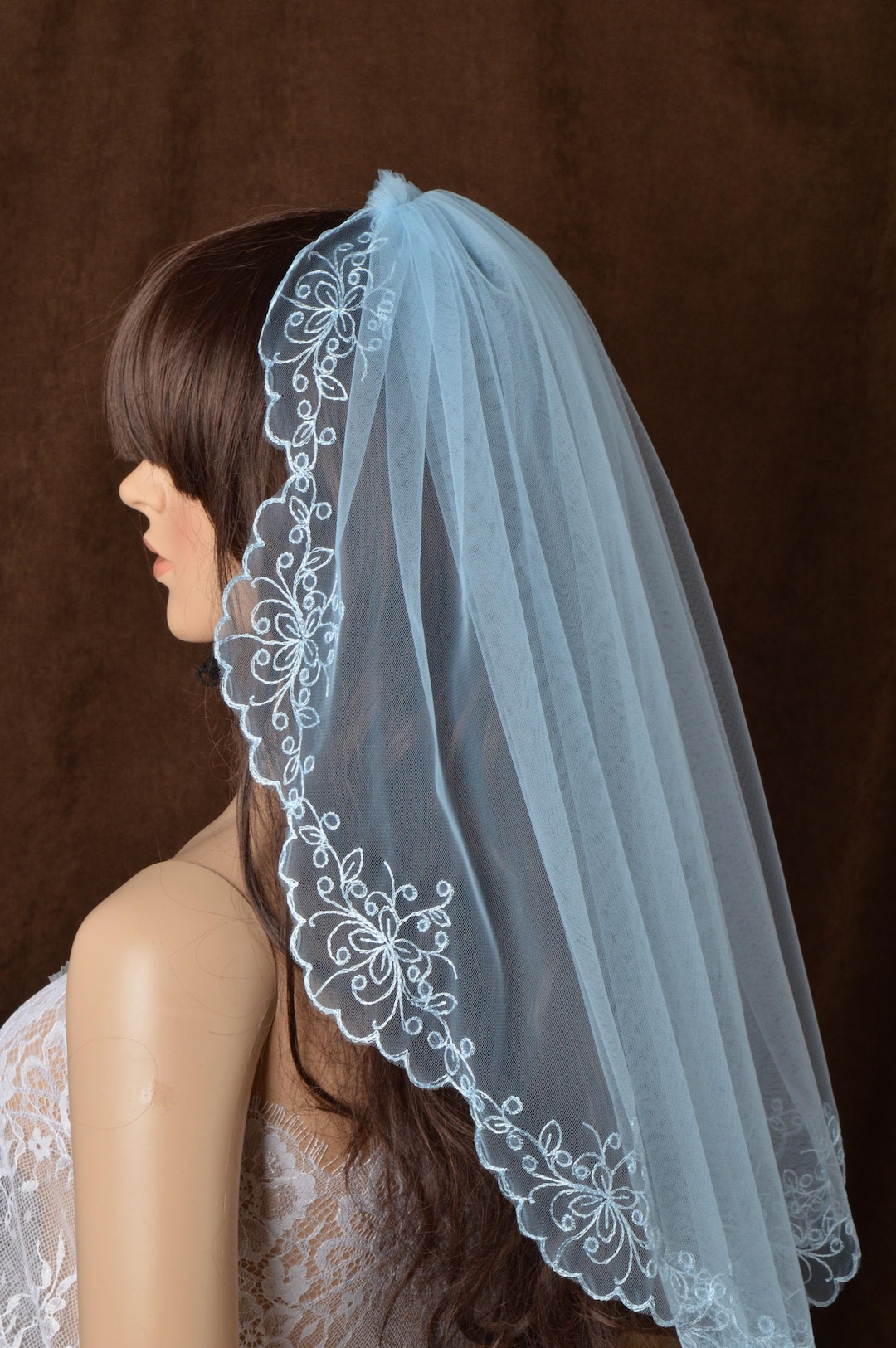Sky Blue Veil for First Communion, Children Girl's First Communion Veil ...
