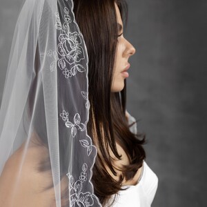 Veil in 2 Layer,embroidered Veil,bridal Veil,fingertip Veil, Elbow Veil ...