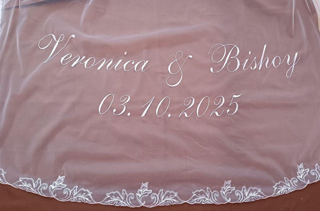 Personalized Veil With Embroidery, Personalised Hen Party Veil, Bridal ...