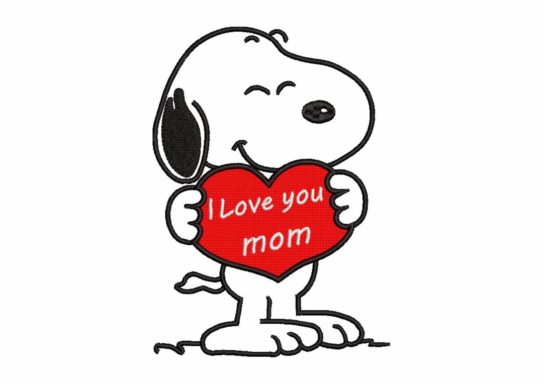 Snoopy Embroidery Design, Mother's Day Snoopy Embroidery Motif, Partial ...