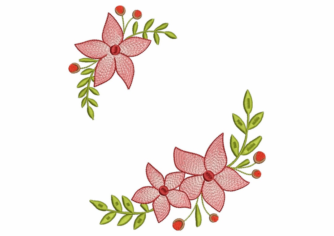 Flower Embroidery Design,5 Sizes Flower Border Machine Embroidery ...