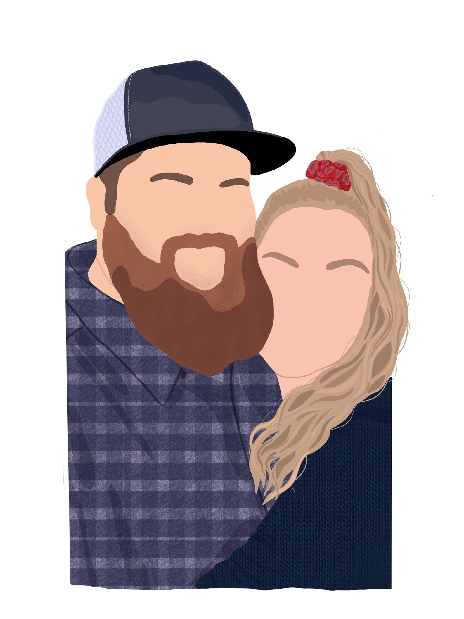 Custom Digital Faceless Portrait Cartoon Drawing Christmas | Etsy