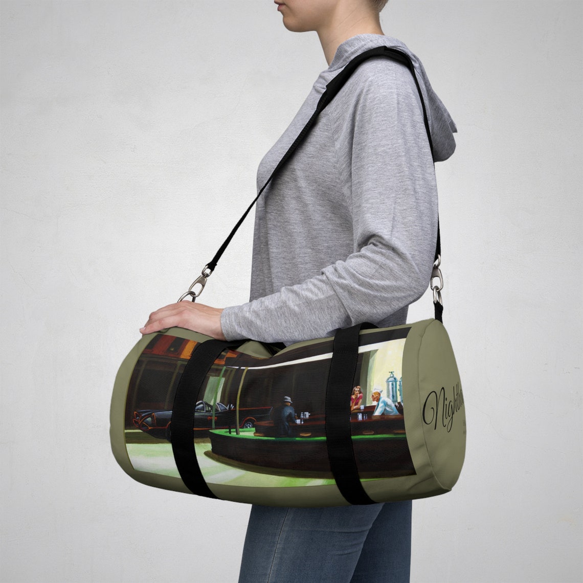 Nighthawks, & Batmobile. Edward Hopper Tribute. Duffel Bag. Large and ...