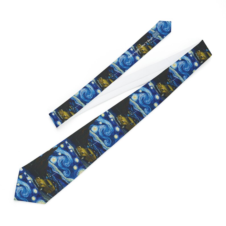Starry Night, After Van Gogh With Post Office Van. Necktie. Tribute Art ...