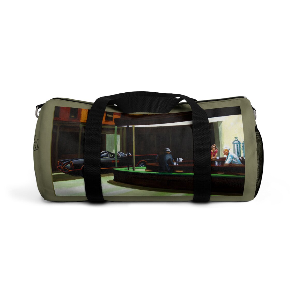 Nighthawks, & Batmobile. Edward Hopper Tribute. Duffel Bag. Large and ...