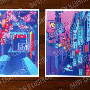 Tokyo/japan A4 Print Set of 2. Shinjuku|shibuya|street|neon - Etsy
