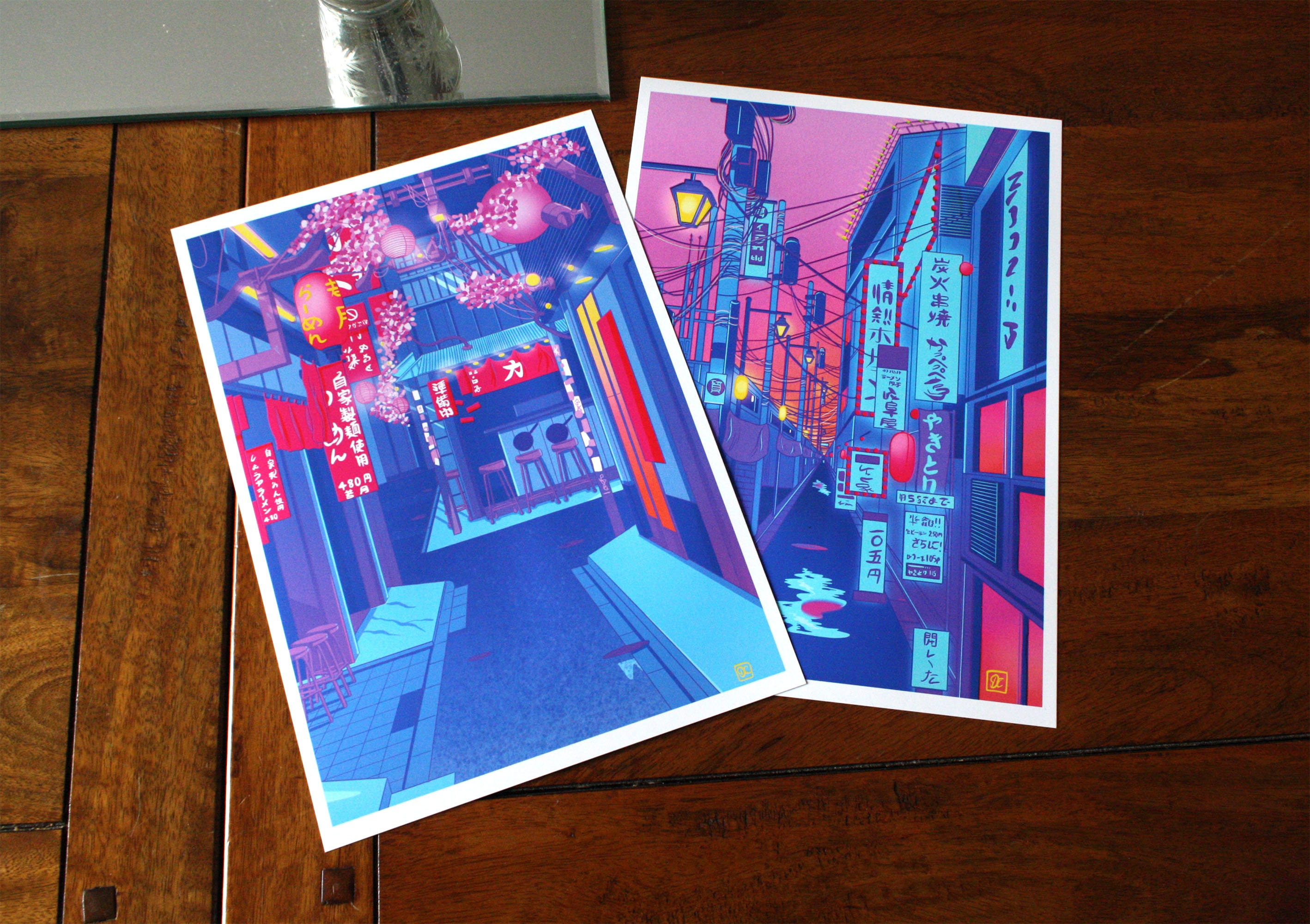 Tokyo/japan A4 Print Set of 2. Shinjukushibuyastreetneon | Etsy
