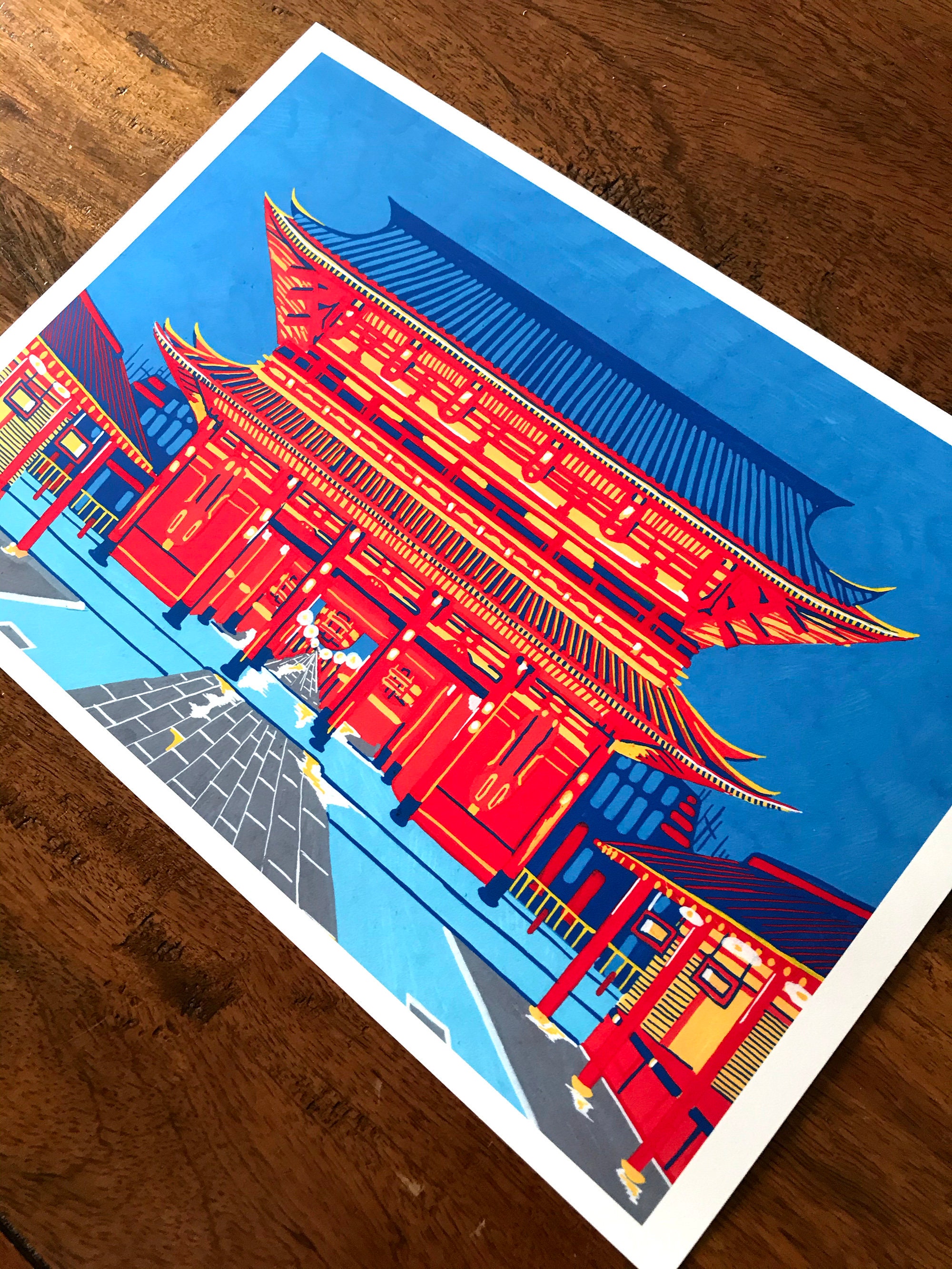A4 Original Japanese Temple Print | Etsy