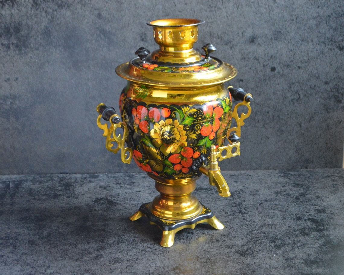 Samovar electric Gold samovar Home decor Kitchen decor | Etsy