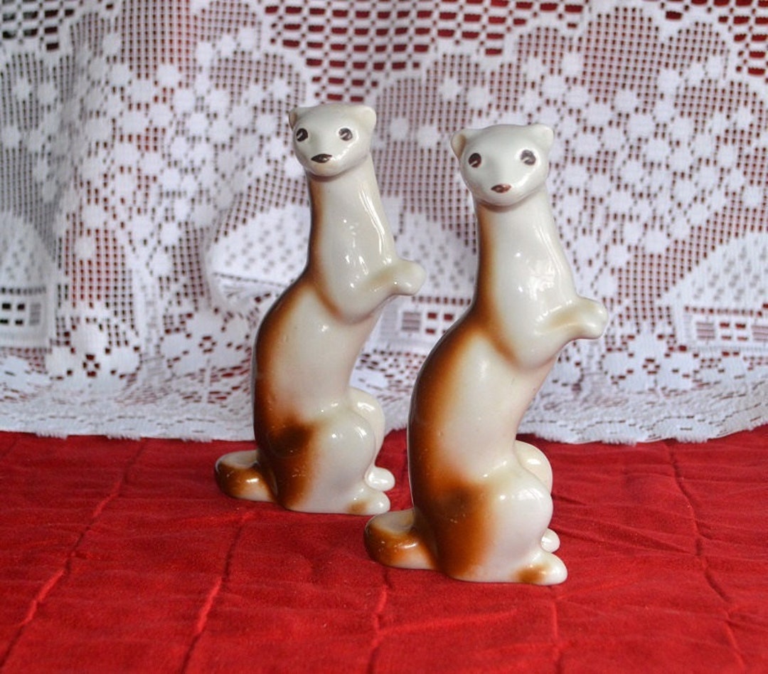 Art and Collectibles Figurines Home Decor Ferret Weasels Fox Porcelain ...