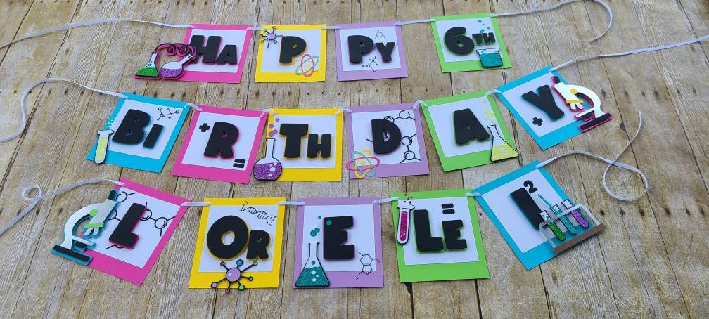 Science Wonder Lab Happy Birthday Banner / Chemistry Birthday | Etsy