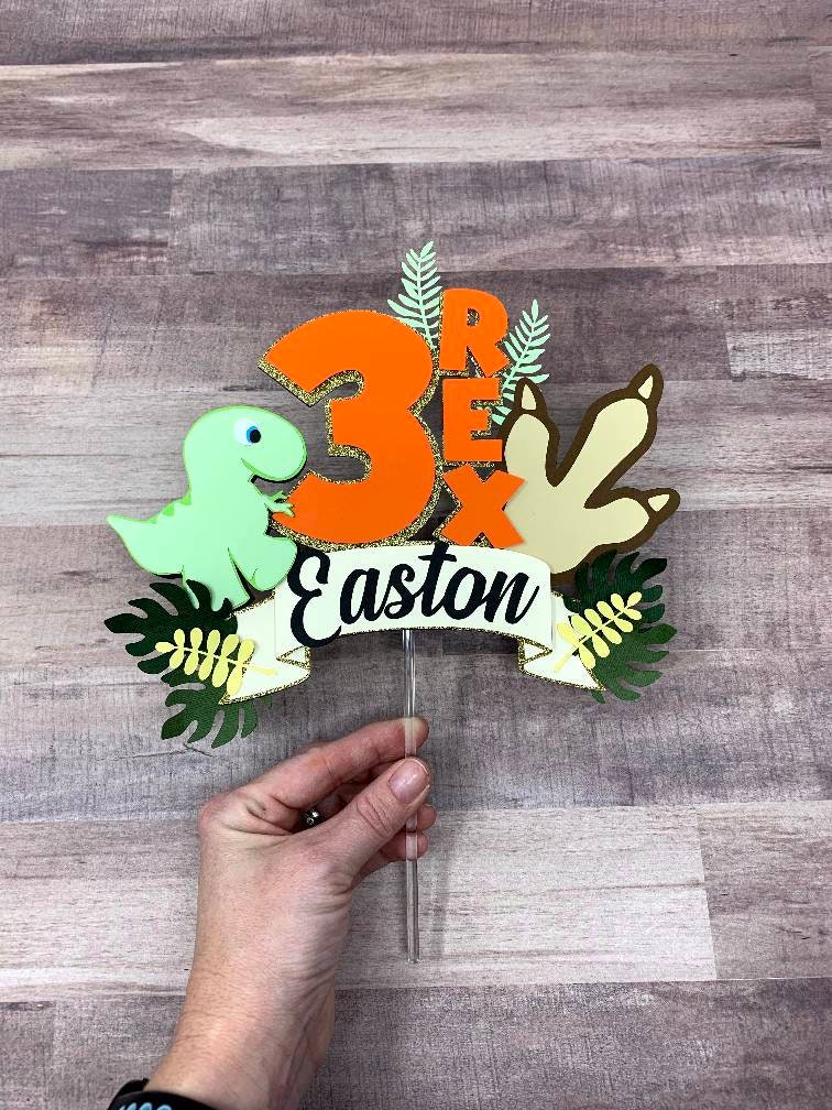 Boys 3-rex cake topper/ three-rex cake topper/ three-rex cake/ | Etsy