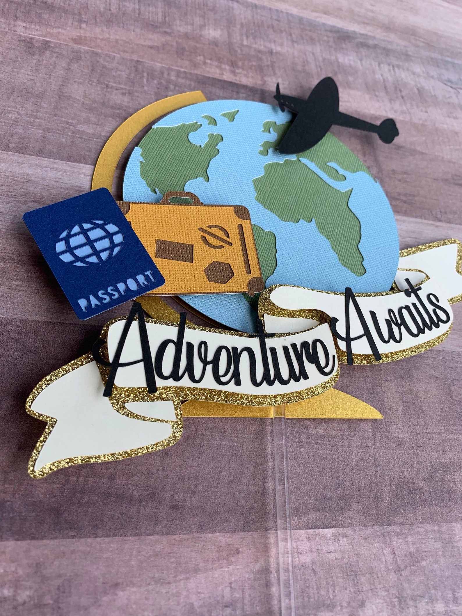 Adventure Awaits Cake Topper / Travel the World / an Adventure - Etsy