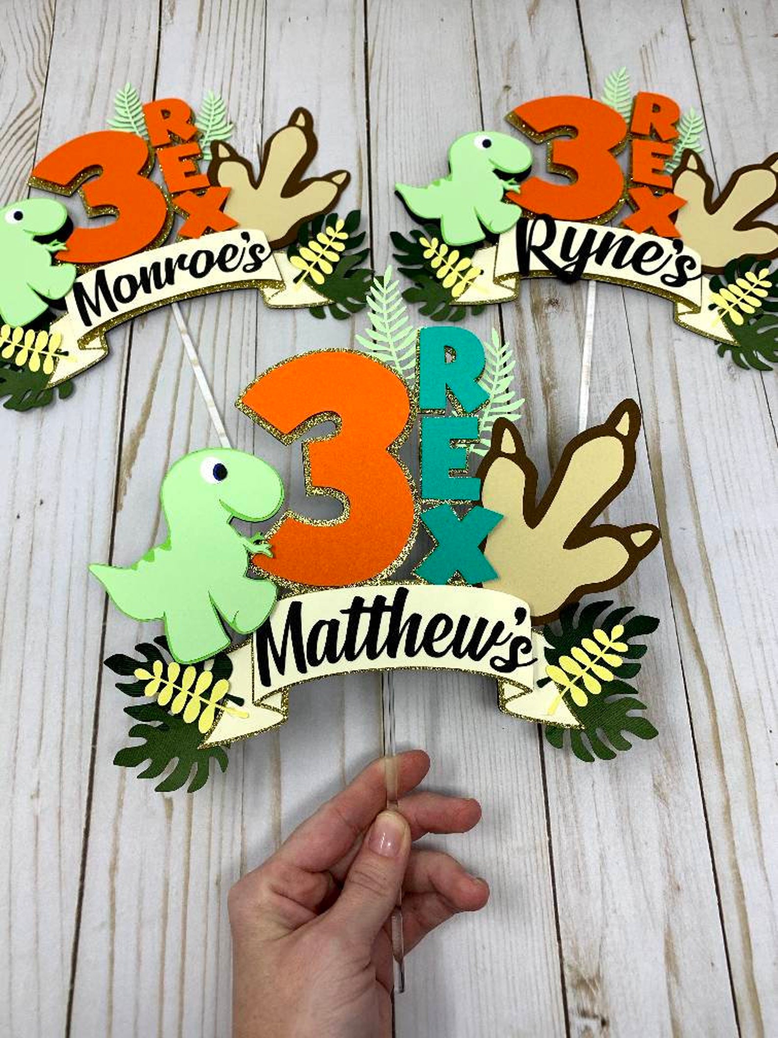 Boys 3-rex Cake Topper/ Three-rex Cake Topper/ Three-rex Cake/ - Etsy
