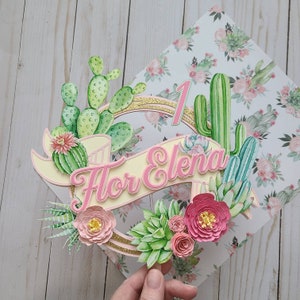 Floral Cactus Succulent Theme Cake Topper - Etsy