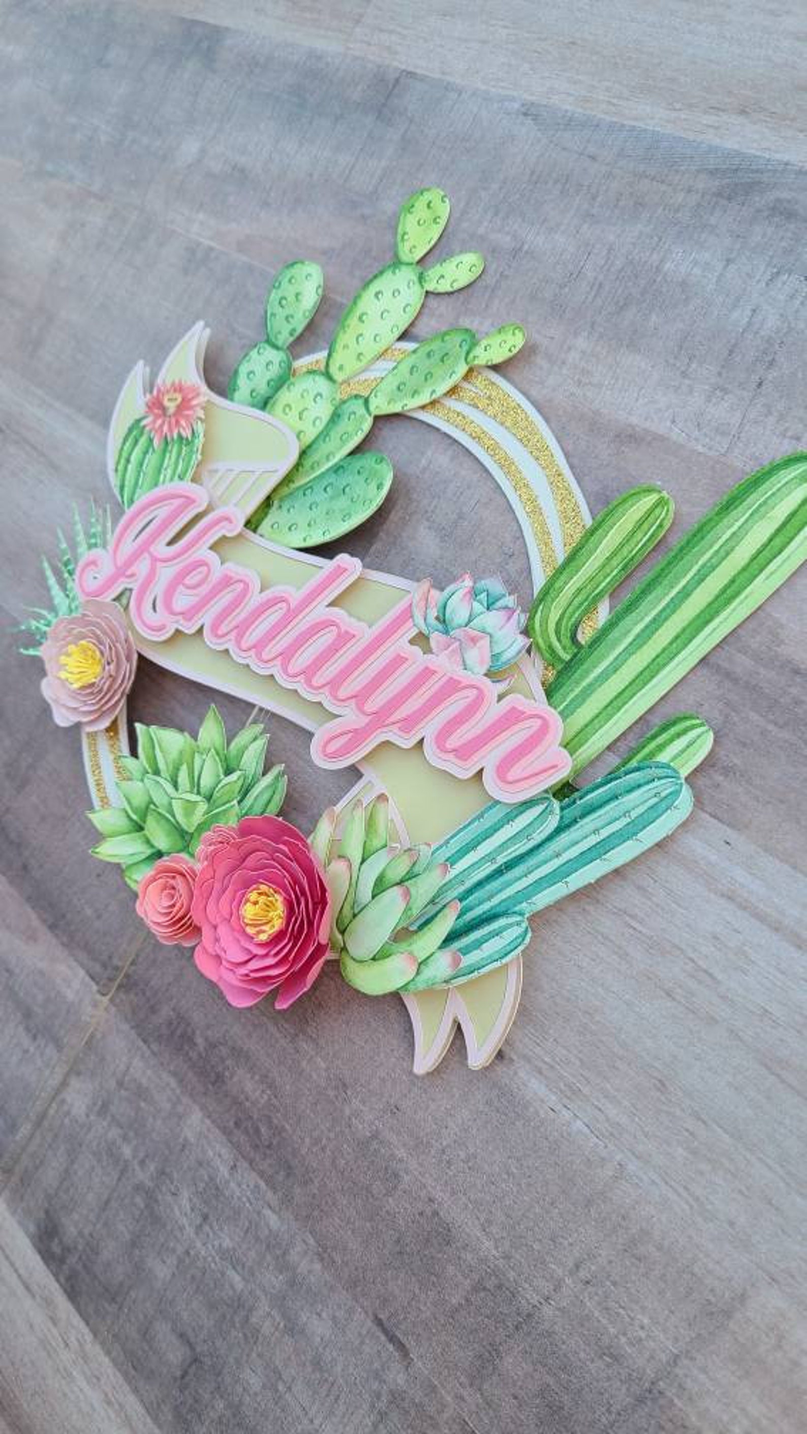 Floral Cactus Succulent Theme Cake Topper - Etsy