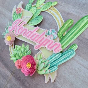 Floral Cactus Succulent Theme Cake Topper - Etsy