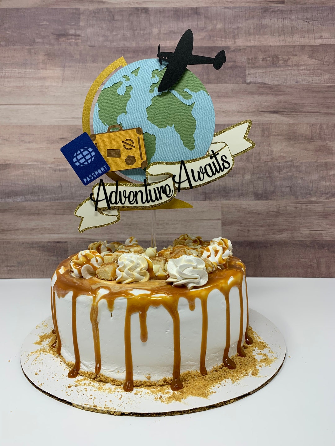 Adventure Awaits Cake Topper / Travel the World / an Adventure Begins ...