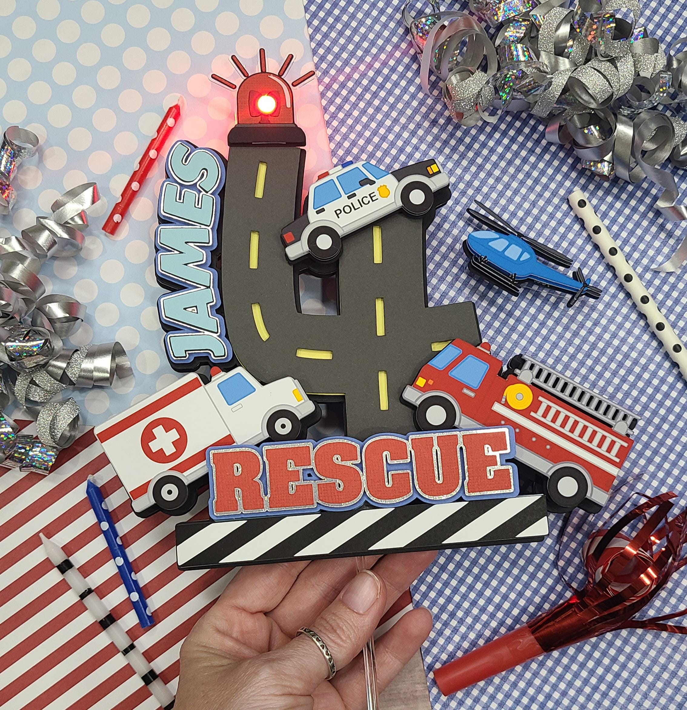 First Responder Cake Topper: Light-up Siren, Rescue Theme - Etsy
