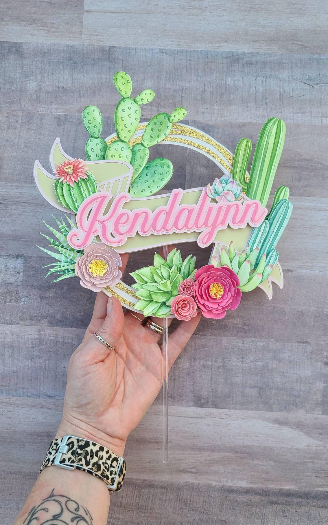 Floral Cactus Succulent Theme Cake Topper - Etsy