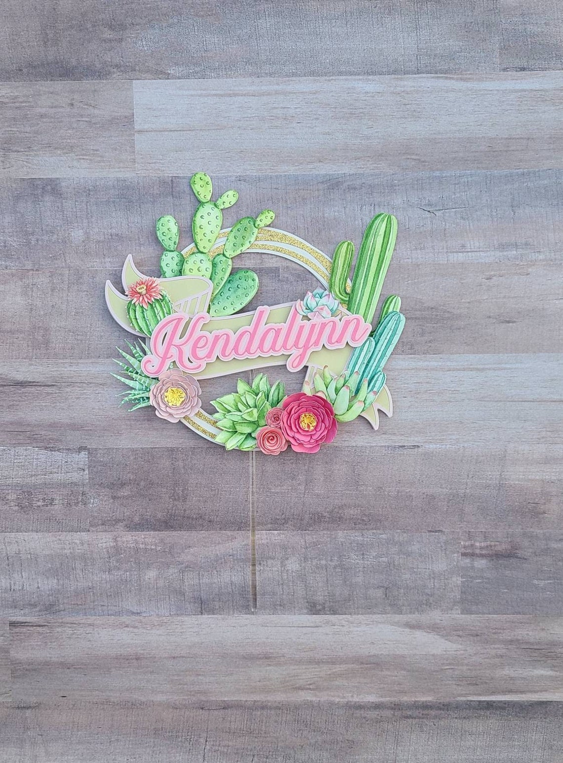 Floral Cactus Succulent Theme Cake Topper - Etsy