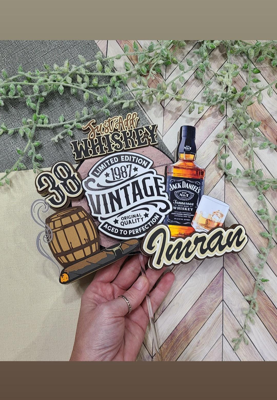 Aged to Perfection Whiskey Theme Birthday Cake Topper / Whiskey Cigar ...