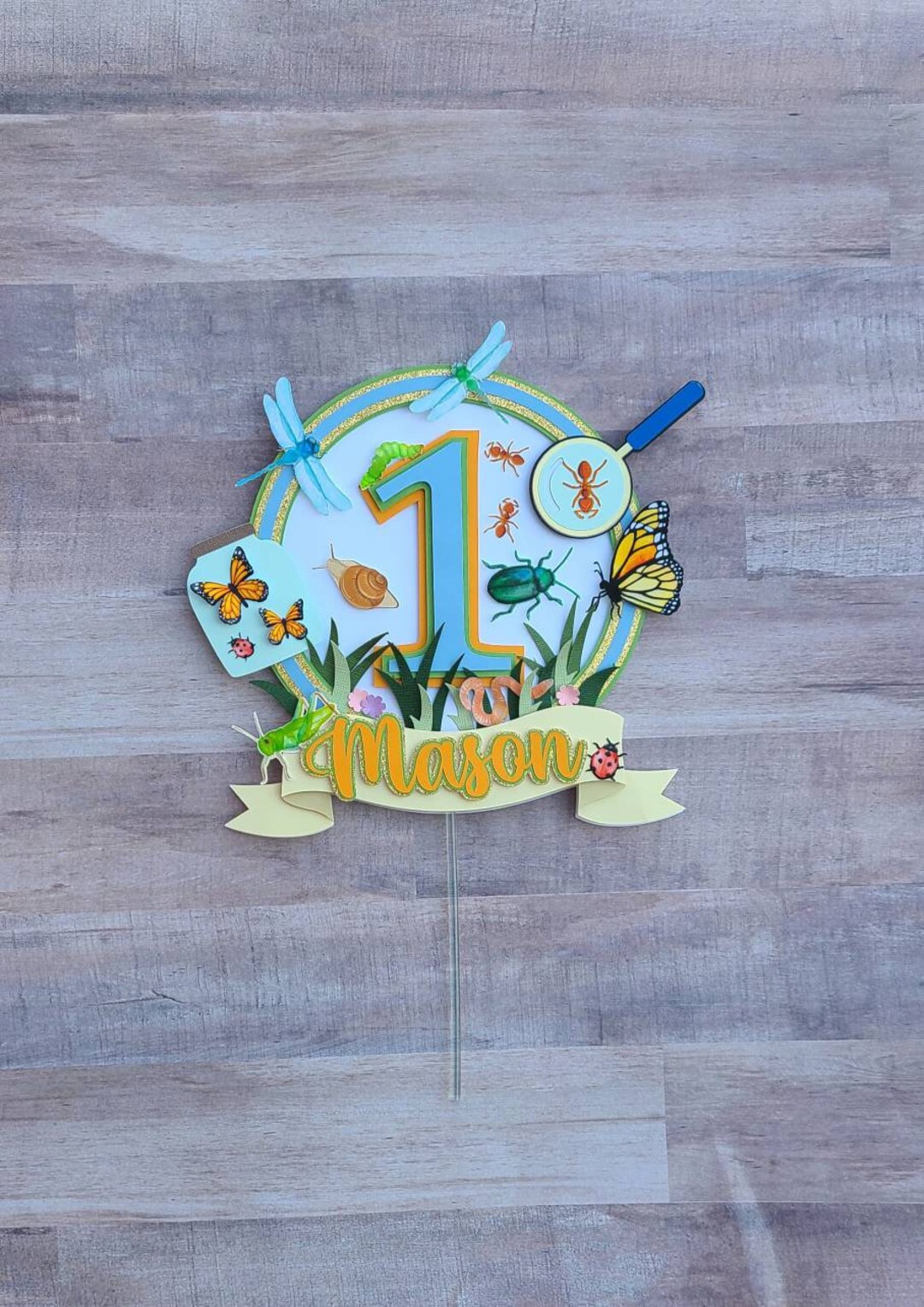 Bugging Out Birthday Theme Cake Topper / Rustic Bug Birthday Party ...