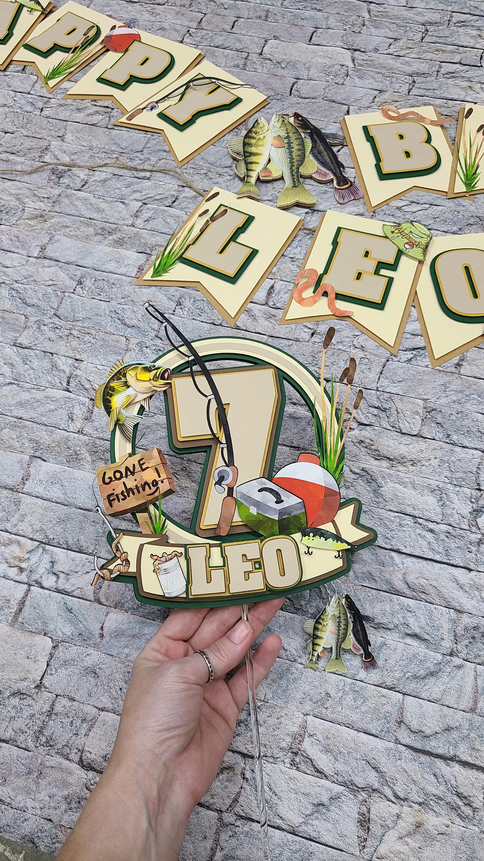Freshwater Fishing Theme Cake Topper: Custom Birthday Party Decoration ...