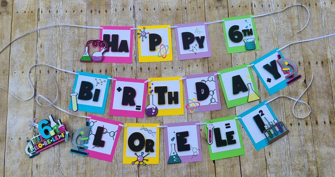 Science Wonder Lab Happy Birthday Banner / Chemistry Birthday | Etsy