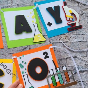 Science Wonder Lab Happy Birthday Banner / Chemistry Birthday ...