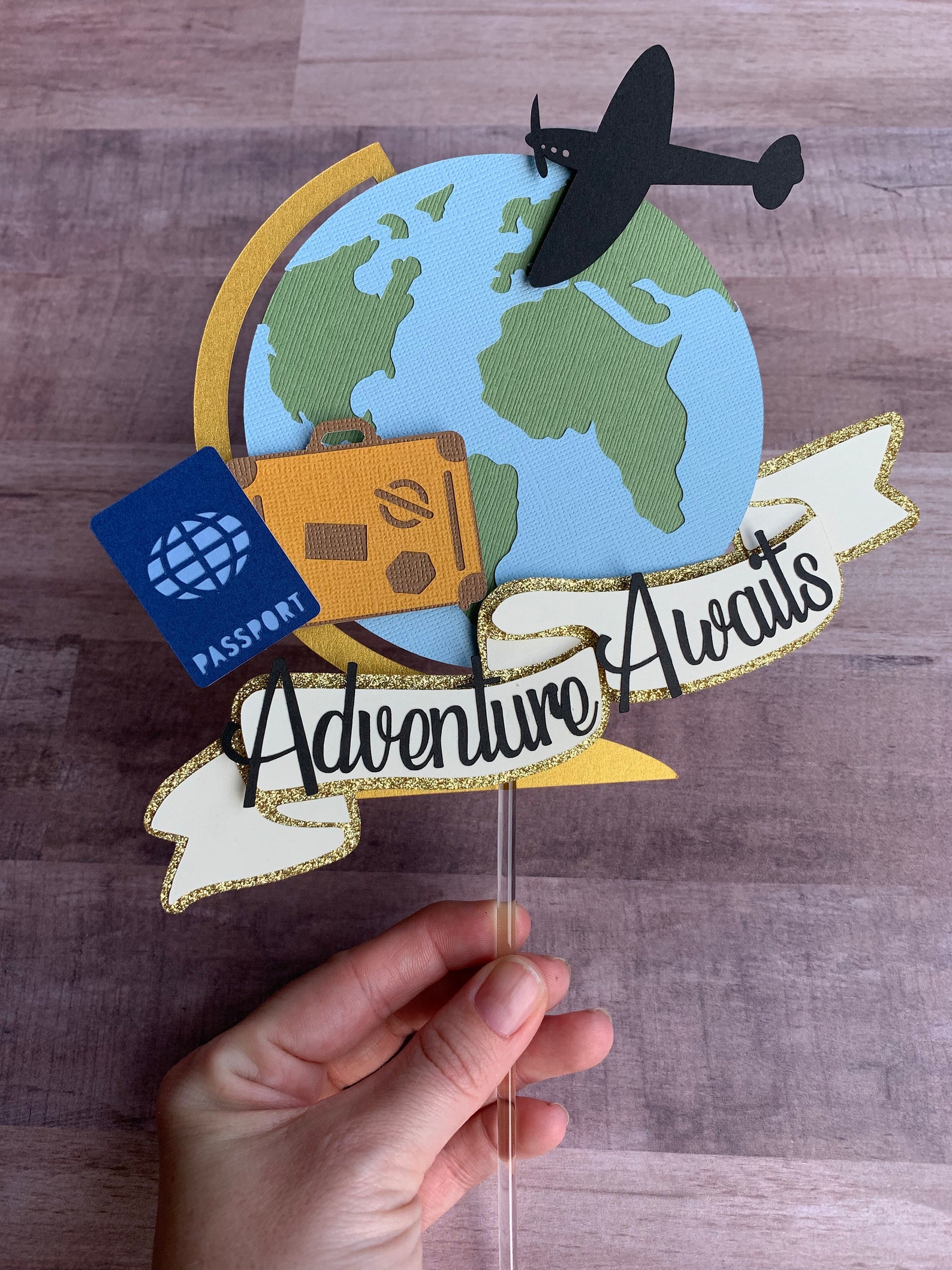 Adventure Awaits Cake Topper / Travel the World / an Adventure | Etsy