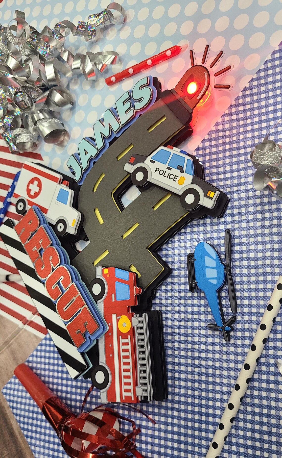 First Responder Cake Topper: Light-up Siren, Rescue Theme - Etsy