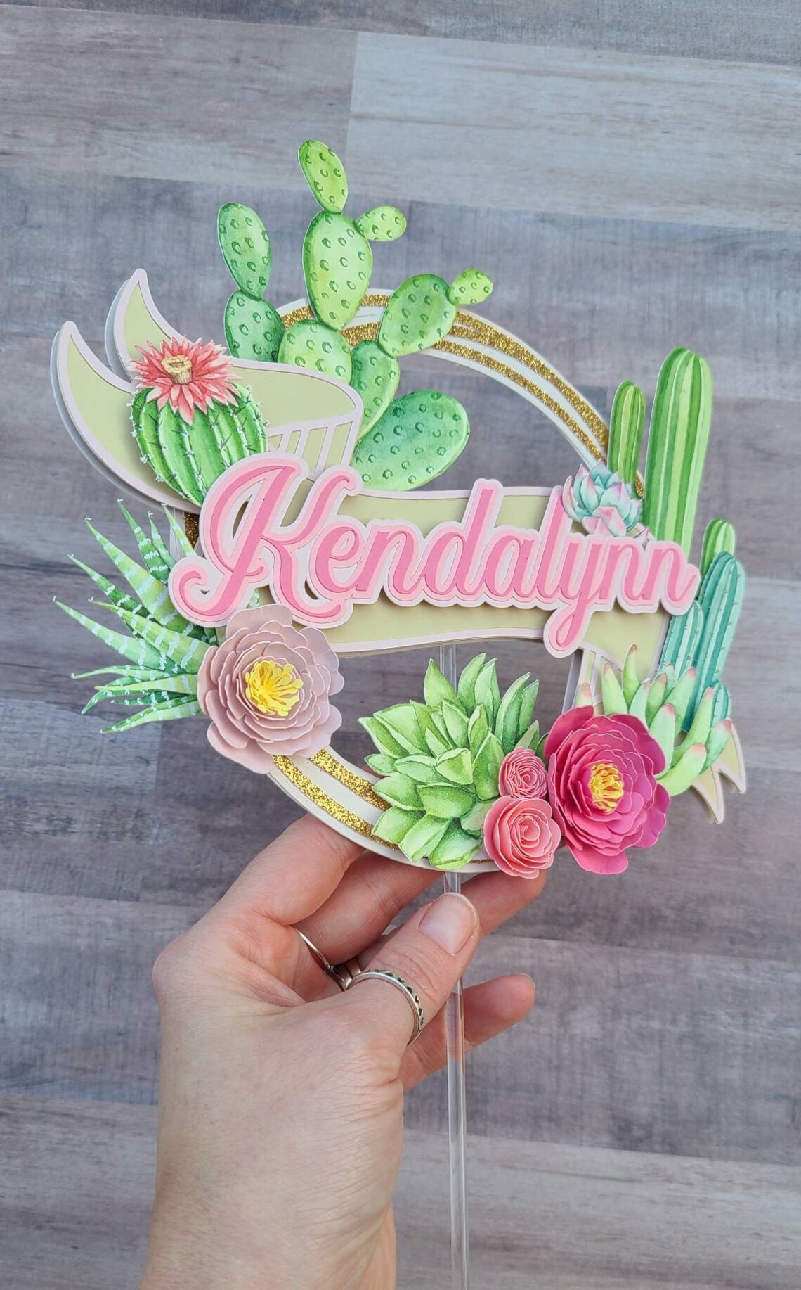 Floral Cactus Succulent Theme Cake Topper - Etsy