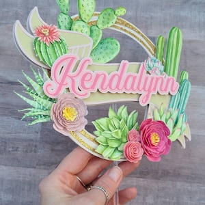 Floral Cactus Succulent Theme Cake Topper - Etsy