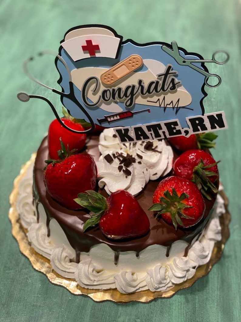 Nursing Graduation Cake Topper RN Theme Cake Topper | Etsy