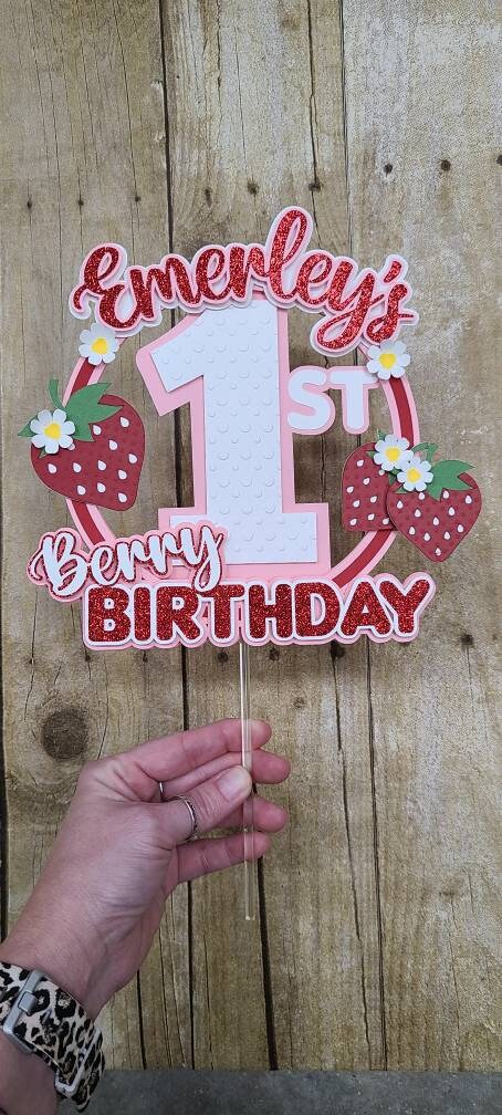 Berry 1st Birthday Cake Topper / Strawberry Theme Party Decor - Etsy