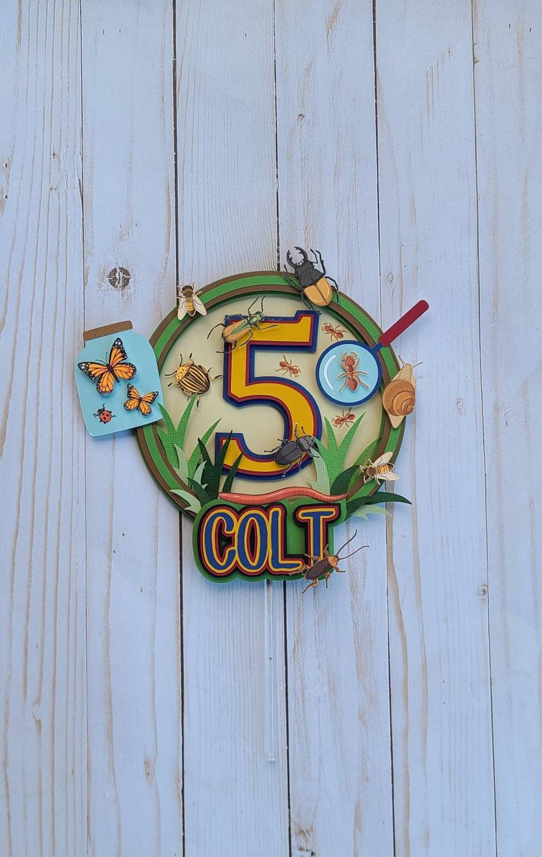 Bug Birthday Cake Topper: Rustic Insect Party Decor - Etsy