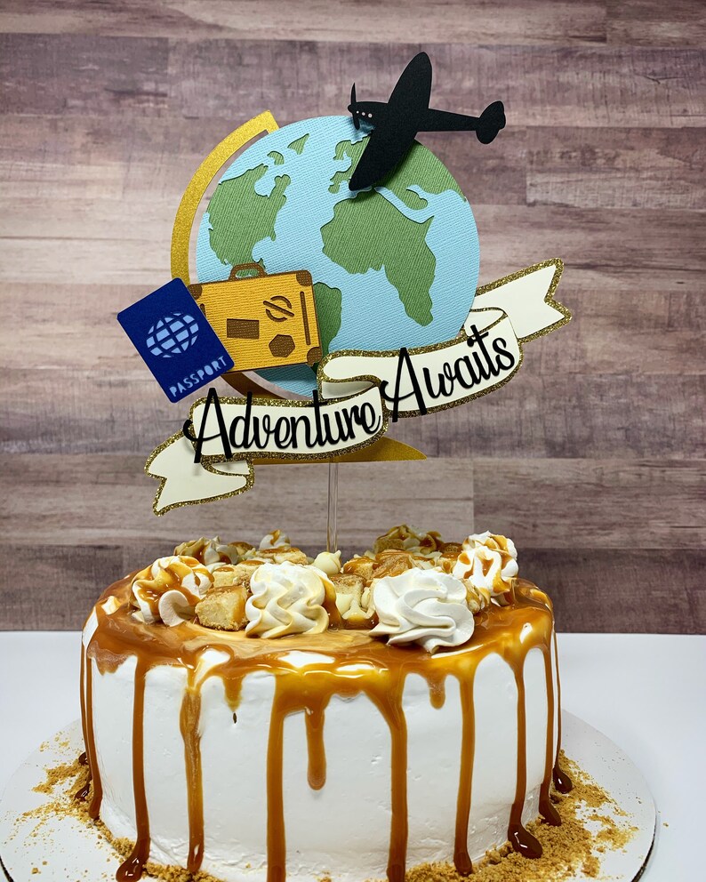 Adventure Awaits Cake Topper / Travel the World / an Adventure - Etsy