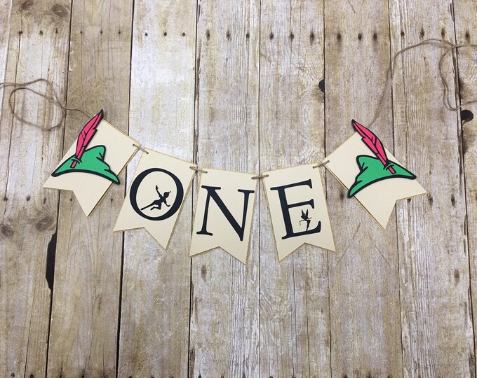 Peter Pan First Birthday Party Bunting Nursery Decor Baby Shower ...
