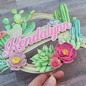 Floral Cactus Succulent Theme Cake Topper - Etsy
